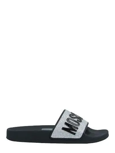 Moschino Glitter Logo Sandals - Silver