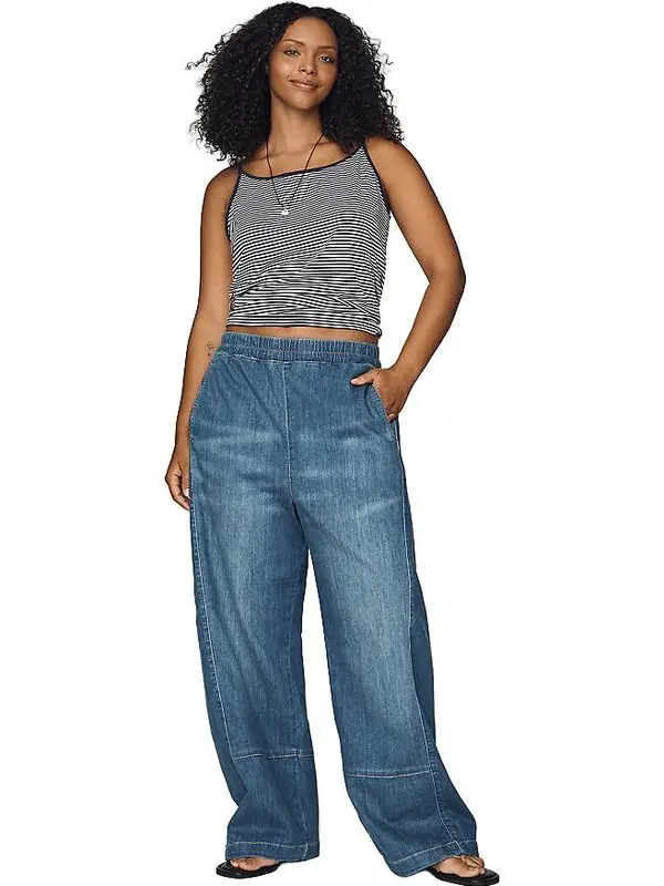 PILCRO Izzie Relaxed Barrel Jeans - Medium Denim