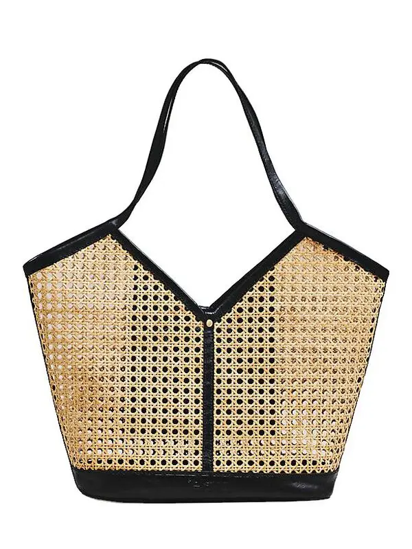 JELAVU Ophelia Handwoven Cane Tote Bag - Black