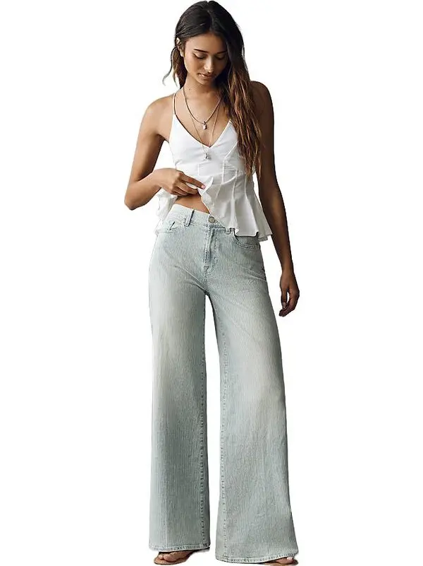7 For All Mankind Lotta High-rise Wide-leg Stripe Jeans - Stripes