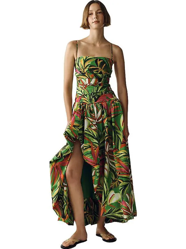 Farm Rio Cotton Tropical Print Maxi Dress - Orange
