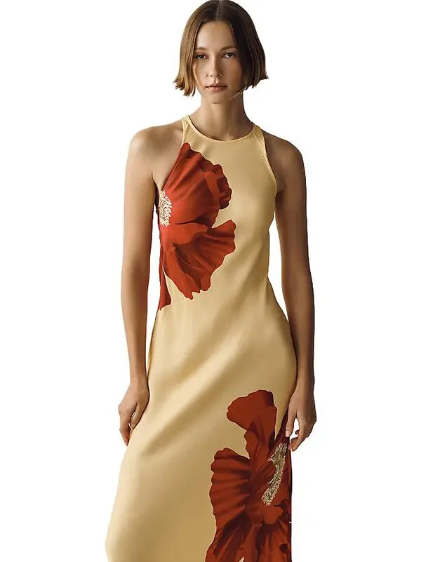Farm Rio Poppy Print Maxi Dress - Poppy Flowers Light Yellow