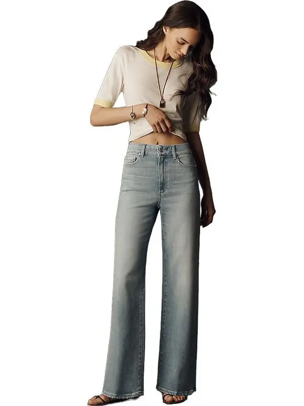 Paige Anessa High Rise Wide Leg Jeans - Denim Light