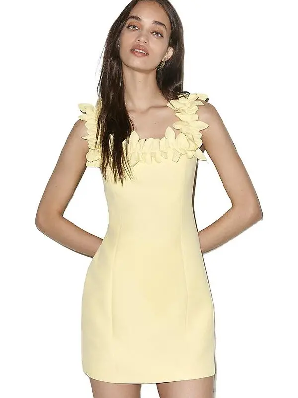 ELLIATT Cara 3d Floral Mini Dress - Yellow