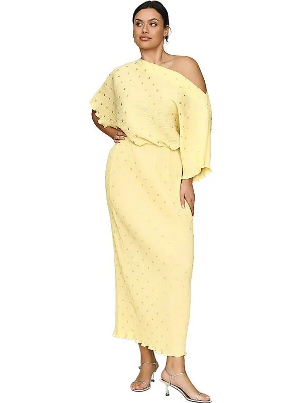 NEVER FULLY DRESSED Tilly Plus Draped Midi Dress - Yellow