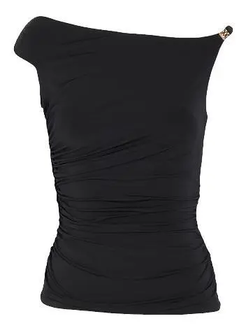 Amiri One-shoulder Gathered Viscose Top - Black