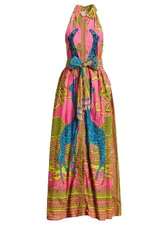 CONNOR & BLAKE Sleeveless Poplin Maxi Shirt Dress With Sequins And Belt - Pink