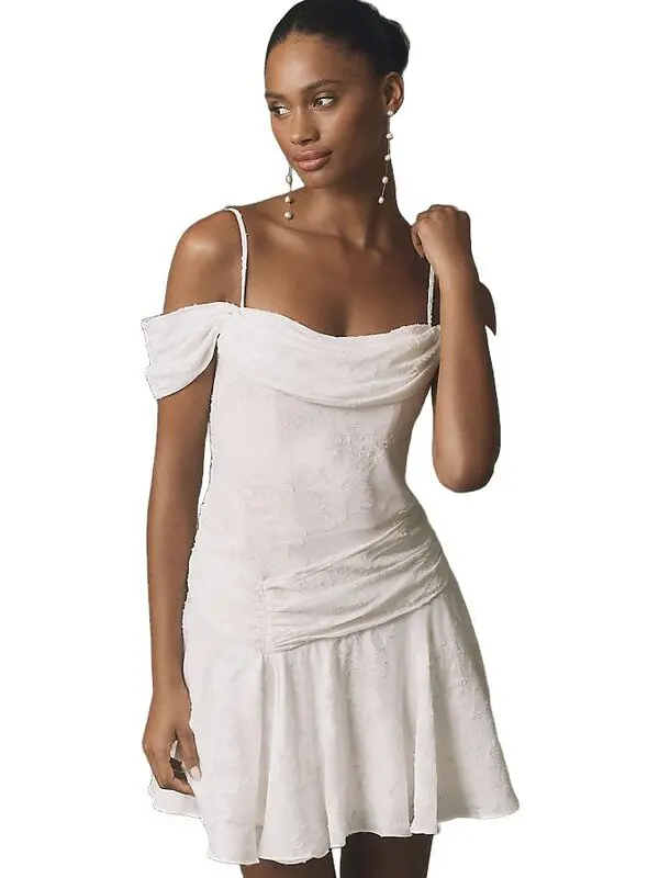Bhldn Fit & Flare Lace Mini Dress - White