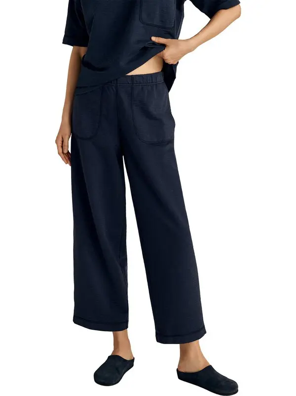 HAVEN WELL WITHIN Garment-dyed Organic Cotton Slub Terry Cropped Pants - Garment Dye Nightfall