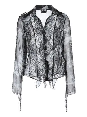 Versace Long Sleeve Ruched Crepe Shirt - Black
