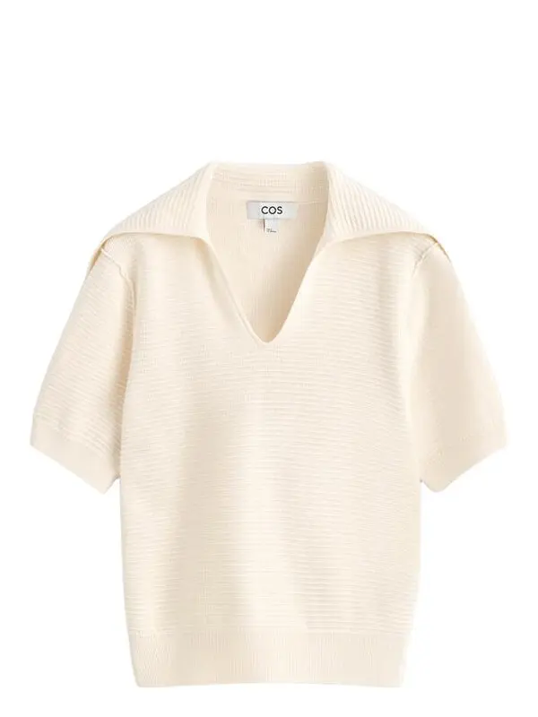 Cos Knitted Sailor Collar Top - White