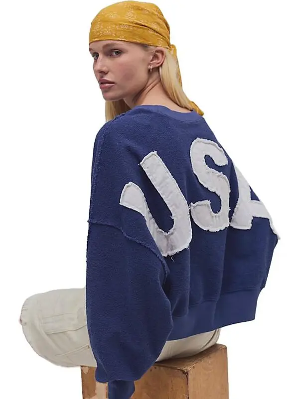 TRICIA FIX Usa Crewneck Sweatshirt - Navy Combo
