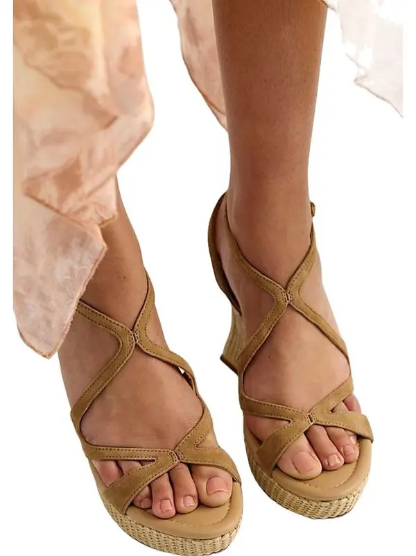 CIRCUS NY BY SAM EDELMAN Trina Espadrille Wedge Sandals - Honeyed Oak