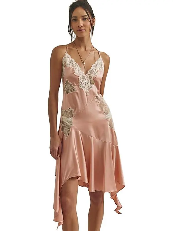 For Love & Lemons Lani Silk Midi Dress - Coral
