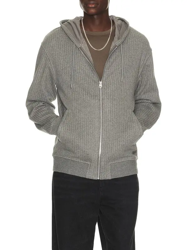 Mackage Full Zip Hoodie With Drawstring Hood - Light Grey Mix & Cream