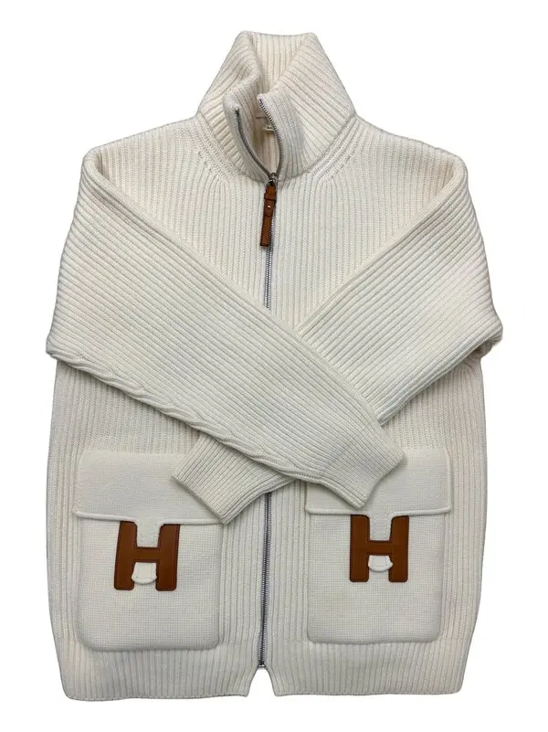 Hermès Wool Knit Jacket - White