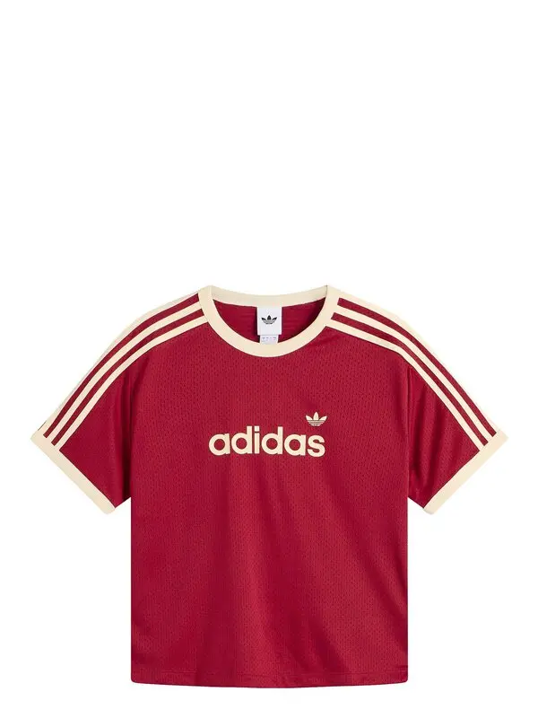 Adidas Mesh T-shirt With Contrast Trims And Signature Branding - Team Victory Red/warm Vanilla