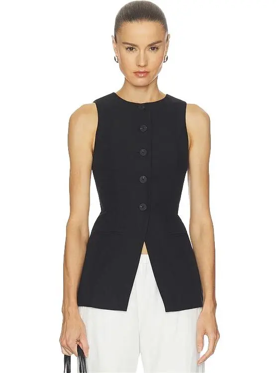 ALIGNE Leo Linen Mix Waistcoat - Black