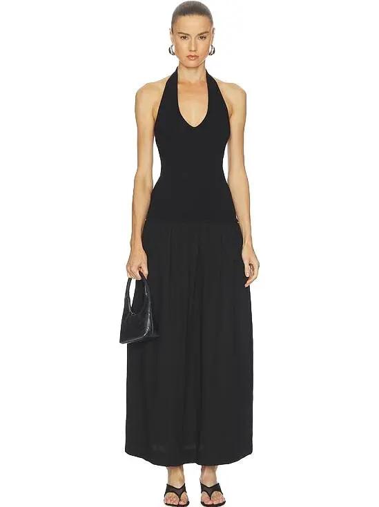 Enza Costa Cotton Halter Dress - Black