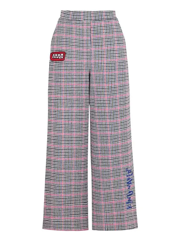KING NAKED Plaid Embroidered Trousers - Pink/blue