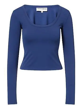 THE COUTURE CLUB Sculpt Scoop-neck Stretch-woven Top - Deepblue