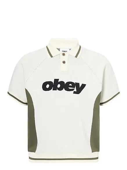 Obey Sport Logo-print Knitted Polo Top - Unbleached Multi