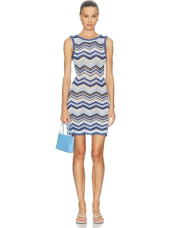 Devon Windsor Alba Crochet Mini Dress - Blue