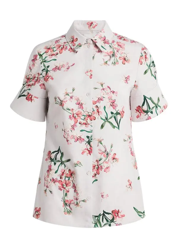 Erdem Cotton Floral Short-sleeve Shirt - Pink
