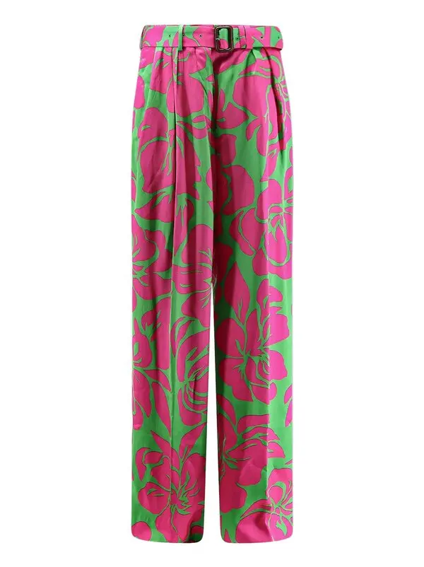 Dries Van Noten Printed Viscose Trousers - Green