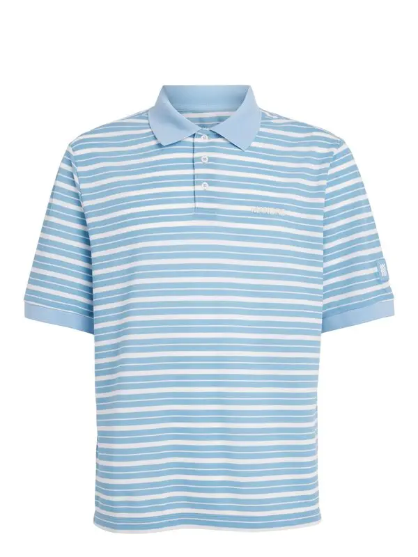 MANORS Piqué Stripe Goat Polo Shirt - Blue