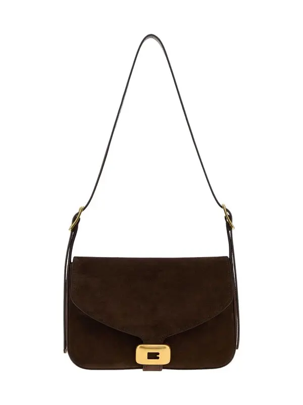 Balenciaga Dark Suede Shoulder Bag - Brown