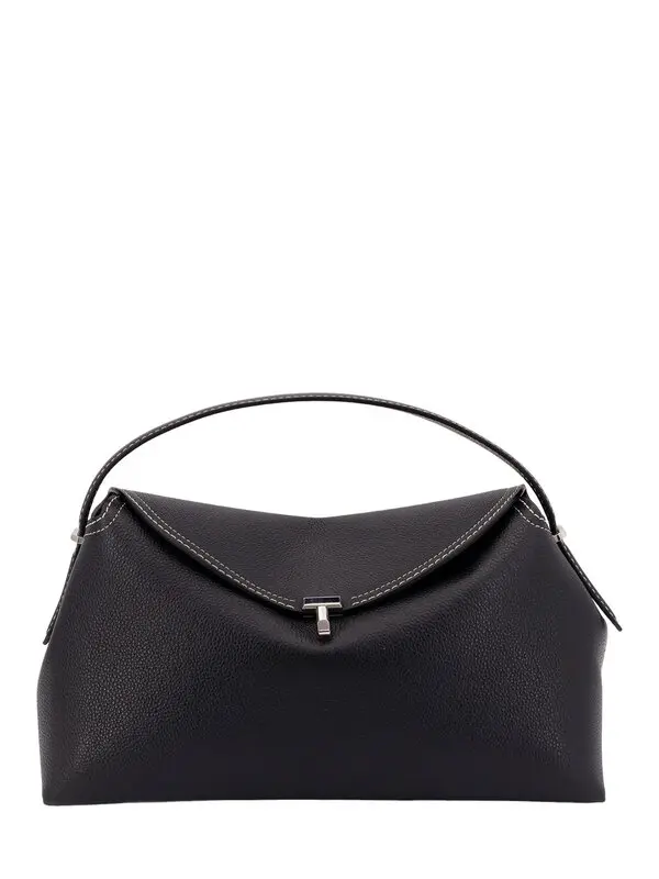 TOTEME T-lock Hammered Leather Handbag - Black