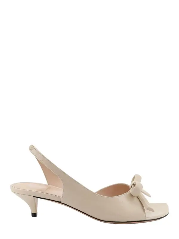 Dior Bow Detail Leather Slingback Sandals - Cream