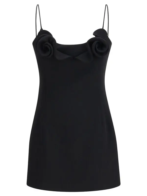 Magda Butrym Short Wool-blend Dress With Ruffle Detail - Black