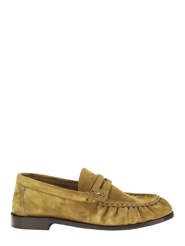 Saint Laurent Suede Le Loafer Moc Toe Loafers - Cream