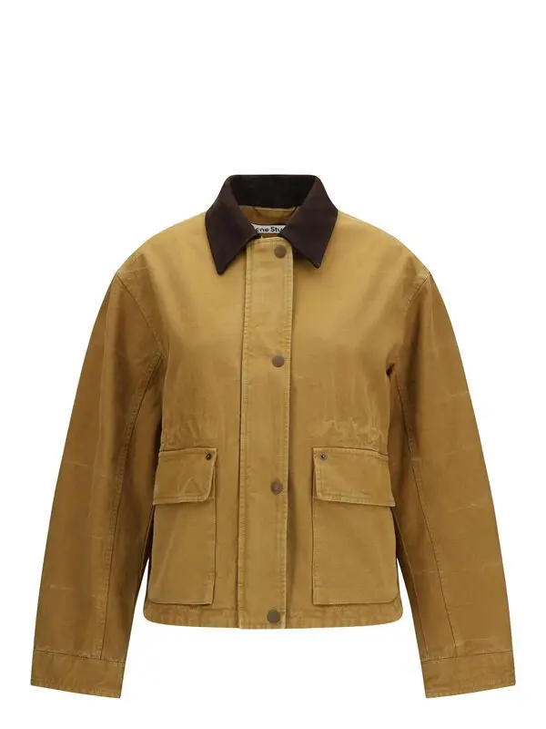 Acne Studios Canvas Jacket With Leather Collar - Cream