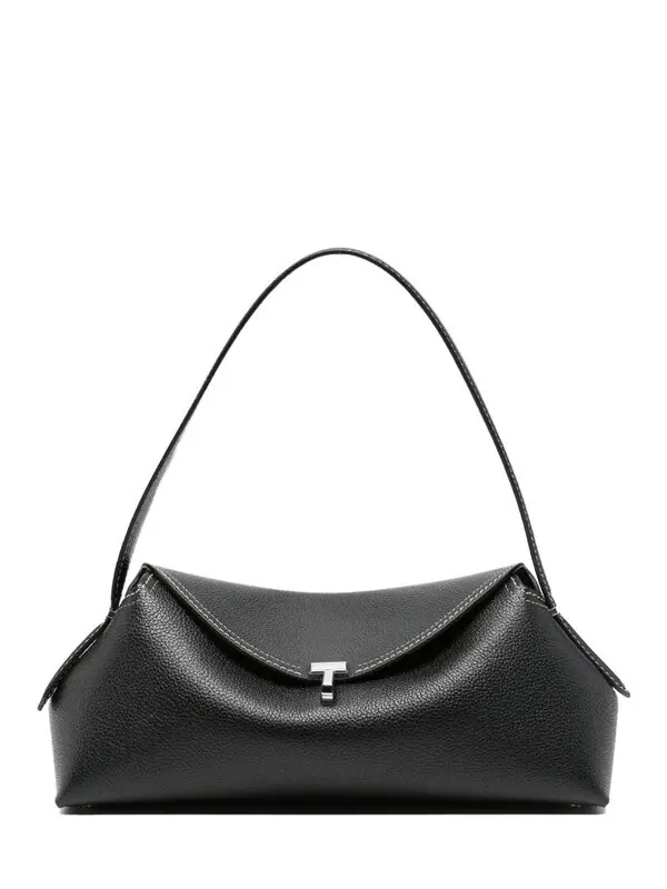 TOTEME T-lock Grained Leather Shoulder Bag - Black