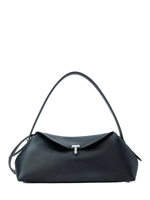 TOTEME T-lock Grained Leather Shoulder Bag - Black