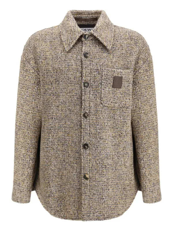 Loewe Mélange Wool Blend Overshirt - Brown