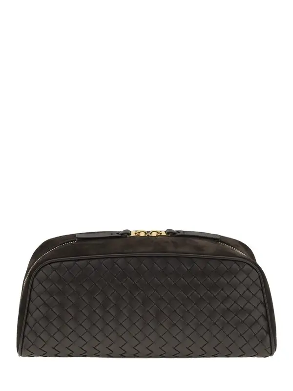 Bottega Veneta Large Nodo Pouch In Nappa And Suede - Brown