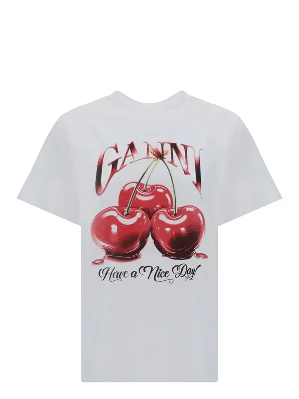GANNI Cherry Relaxed T-shirt - White