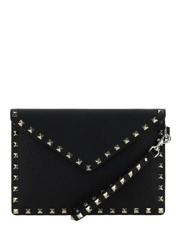 Valentino Garavani Rockstud Pouch In Leather - Black