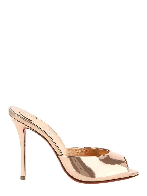 CHRISTIAN LOUBOUTIN Me Dolly Patent Leather Stiletto Sandals - Gold