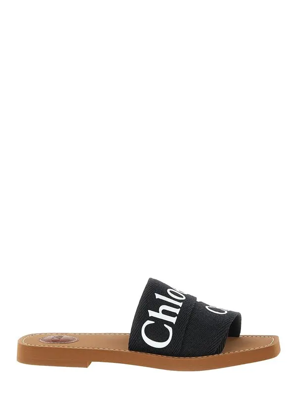 Chloé Woody Flat Sandals - Black
