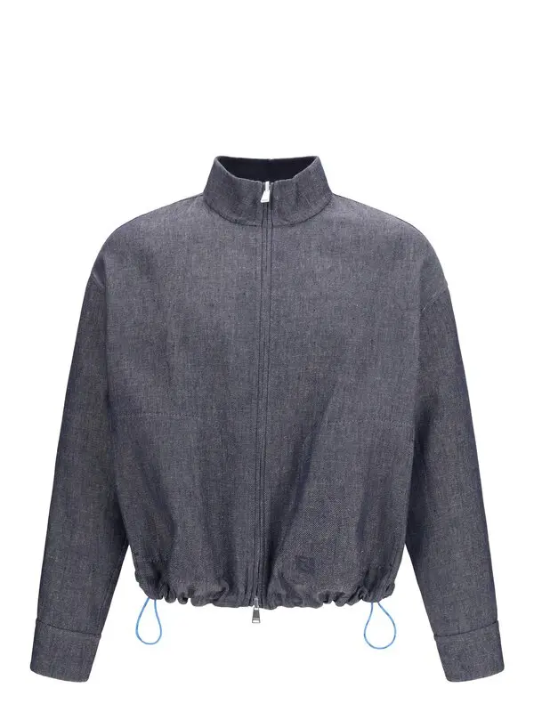 Fendi Reversible Zip-up Denim Jacket With Drawstring Hem - Blue