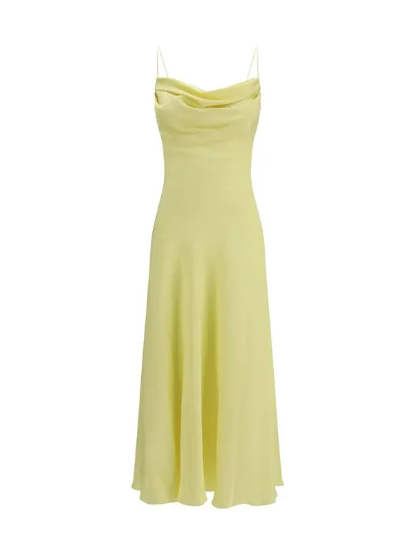 Balmain Long Silk Satin Dress With Straps - Yellow
