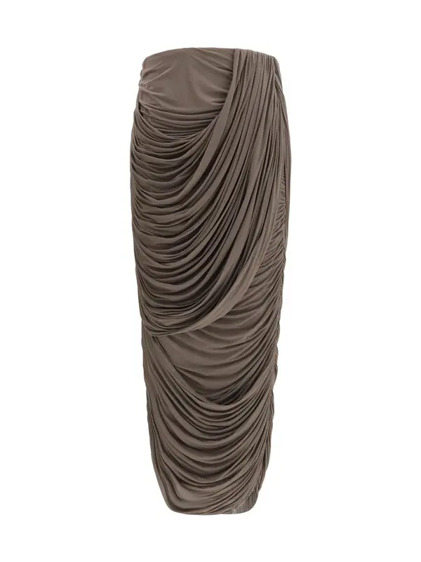 Magda Butrym Draped Silk Midi Skirt - Brown