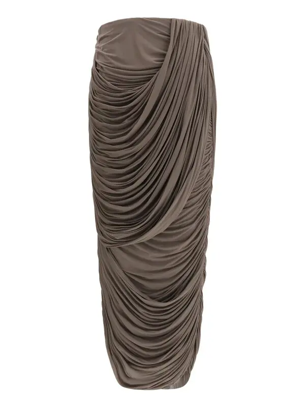 Magda Butrym Draped Silk Midi Skirt - Brown