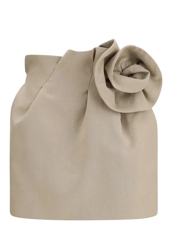 Magda Butrym Linen Mini Skirt With Floral Detail - Cream