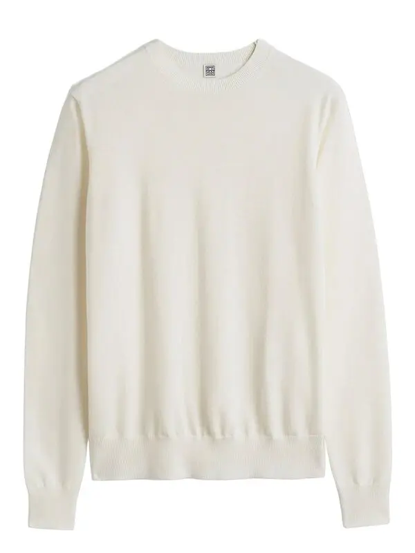 TOTEME Fine Crew Knit Wool And Silk Blend Sweater - Cream